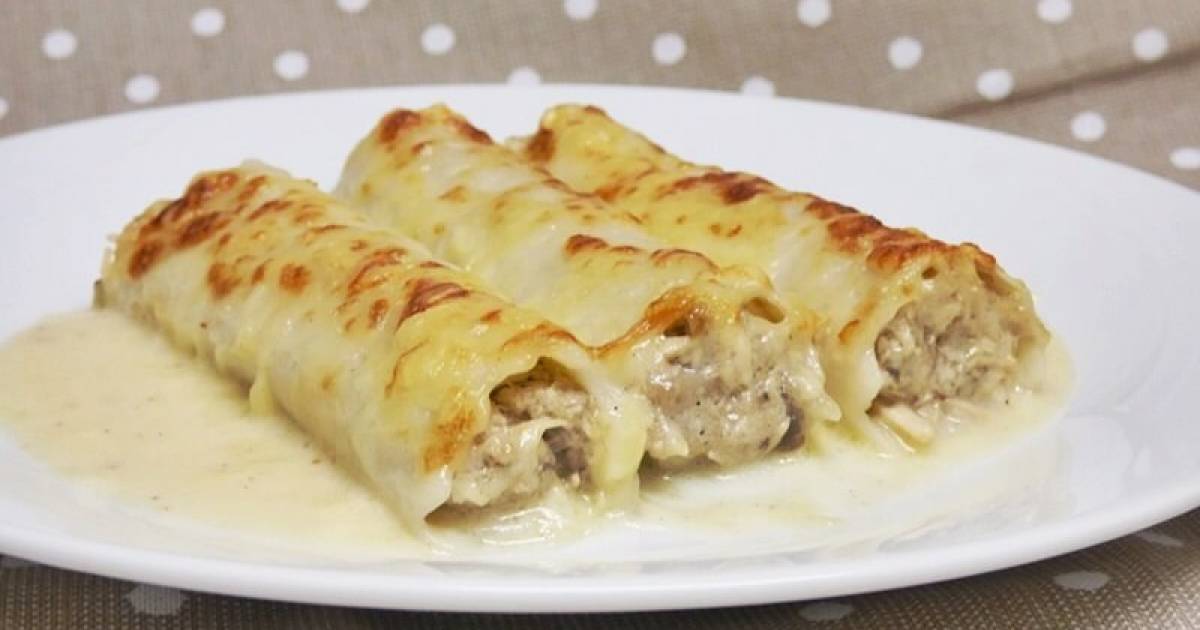 Canelones de pollo y setas | Cocina y recetas fáciles